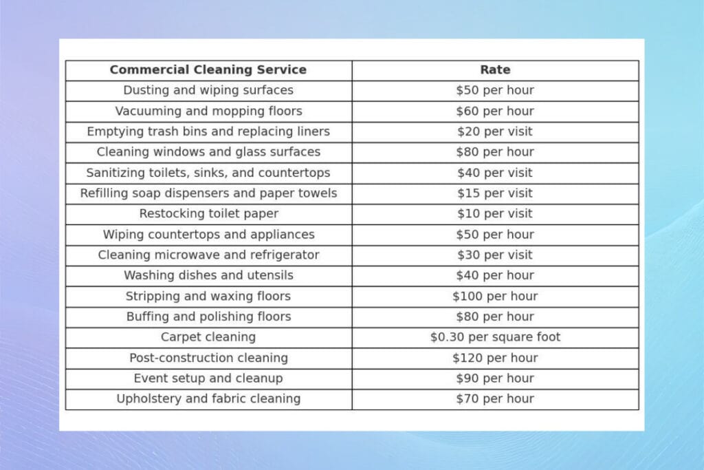 Commercial Cleaning Price List PDF Sample to Attract Clients